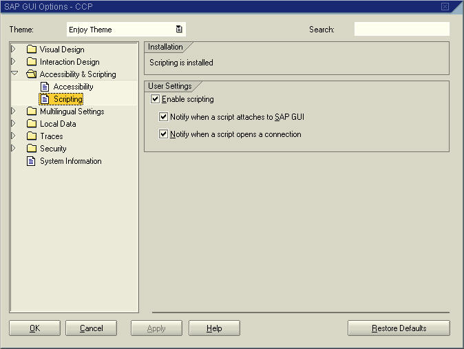 Sap Gui Scripting Script Is Runninghelp Scn